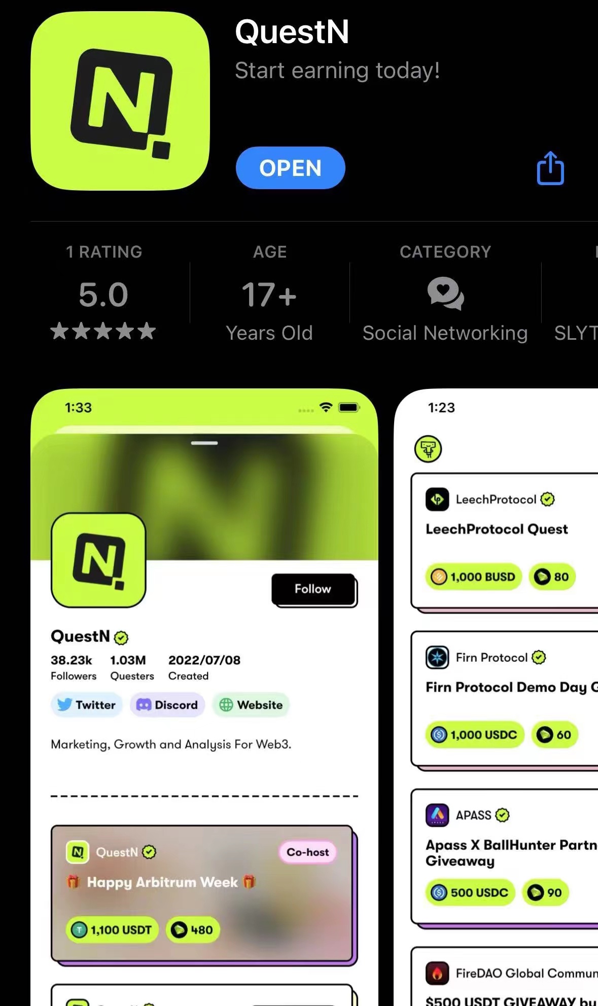 Web3增长营销平台QuestN已在App Store和Google Play上线 - 深潮TechFlow